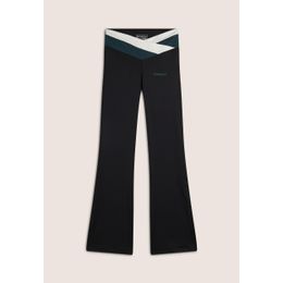 Freddy Damen Jazzpants "SUPERFIT Leggings Flared High Waist", schwarz-wei&szlig;, Gr. L, Web, Obermaterial: 87% Polyester, 13% Elasthan, Hosen, mit