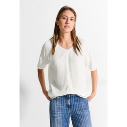 Cecil Damen Kurzarmbluse, wei&szlig;, Gr. XXL, unifarben, Stoff, 100% Viskose, Blusen, mit V-Ausschnitt