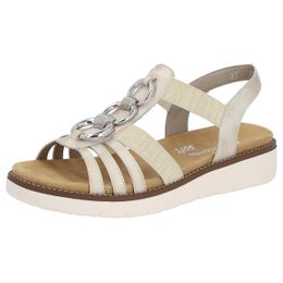 Remonte Damen Sandale, Gr. 36, beige, Lederimitat, Schuhe, Sommerschuh, Sandalette, Keilabsatz, mit praktischen Gummizügen