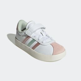 Mädchen Sneaker "VL COURT 3.0 KIDS", adidas Sportswear, Gr. 35, weiß, Leder, Synthetik, Schuhe, inspiriert vom Design des adidas samba