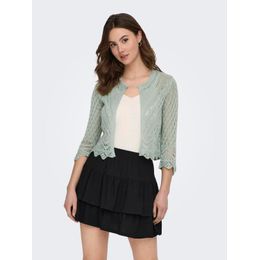 Jacqueline de Yong JDY Damen Strickjacke "JDYSUN 3/4 CROPPED CARDIGAN KNT NOOS", gr&uuml;n, Gr. L, unifarben, Strick, Obermaterial: 100% Polyacryl, Strickjacken