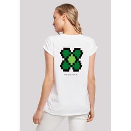 F4NT4STIC Damen T-Shirt "Silvester Happy New Year Pixel Kleeblatt", weiß, Gr. XXL, Obermaterial: 100% Baumwolle, Shirts, Print