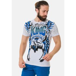 Cipo & Baxx CIPO & BAXX Herren T-Shirt "T-Shirt", weiß, Gr. M, bedruckt, 95% Baumwolle;5% Elasthan, Shirts, mit hochwertigem Frontmotiv