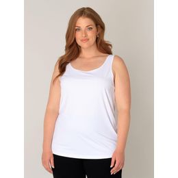 Damen Tanktop "Style YANNE", wei&szlig;, Gr. 52, Base Level Curvy, unifarben, Jersey, Obermaterial: 87% Polyamid, 13% Elasthan, Tops, in cleanem Look -