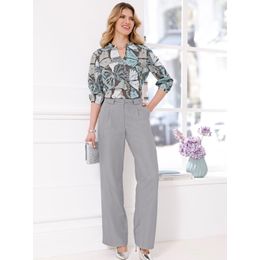 Classic Basics Damen Schlupfbluse, gr&uuml;n, Gr. 46, bedruckt, gemustert, mehrfarbig, 100% Polyester, Blusen