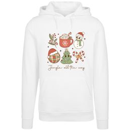 F4NT4STIC Damen Kapuzenpullover "Jingle All The Way Christmas Groove", wei&szlig;, Gr. XXL, Obermaterial: 65% Baumwolle, 35% Polyester, Pullover, Premium