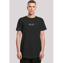 F4NT4STIC Damen T-Shirt "Slay", schwarz, Gr. S, Obermaterial: 100% Baumwolle, Shirts, Jugendwort 2022, slang, lang geschnitten