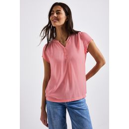 Street One Damen Tunikashirtblush peach, Gr. 42, unifarben, Stoff, 95% Viskose, 5% Elasthan, Shirts, mit geschlitztem Rundhalsausschnitt