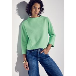 Street One Damen 3/4-Arm-Shirt, grün, Gr. 42, Sweatware, Obermaterial: 76% Baumwolle, 22% Polyester, 2% Elasthan, Shirts, 3/4 Arm mit feiner Struktur