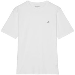 Marc O'Polo MARC O'POLO Herren T-Shirt, weiß, Basic, Gr. L, Jersey, Obermaterial: 100% Baumwolle, Shirts, Logo-T-Shirt aus Bio-Baumwolle