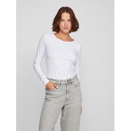 Vila Damen Langarmshirt "VINORA L/S O-NECK TOP - NOOS", wei&szlig;, Gr. XXL, unifarben, Jersey, Obermaterial: 96% Baumwolle, 4% Elasthan, Shirts
