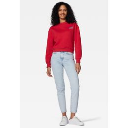 Mavi Damen Rundhalspullover "LOGO SHORT SWEATSHIRT", rot, Gr. L, unifarben, Stoff, 65% Baumwolle, 35% Polyester, Pullover, Cropped Sweatshirt mit