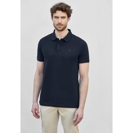 Poloshirt Street One MEN, Herren, Gr. L (42), blau (schwarz ink blau), Web, 100% Baumwolle, unifarben, gerade normal, hoch geschlossener Ausschnitt, Bündchen, Shirts, aus reiner Baumwolle