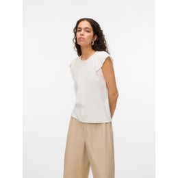 V&eacute;ro Moda VERO MODA Damen Kurzarmbluse "VMBELLA SS LACE TOP WVN GA NOOS", wei&szlig;, Gr. S, unifarben, Web, Obermaterial: 97% Viskose, 3% Elasthan, Blusen