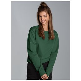 TRIGEMA Damen Sweatshirt "TRIGEMA Sweatshirt aus Biobaumwolle", gr&uuml;n, Basic, Gr. M, 75% Baumwolle (Biobaumwolle kbA), 25% Baumwolle (recycelt),