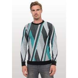 Rusty Neal Herren Strickpullover, gr&uuml;n, Gr. M, mehrfarbig, 70% Polyacryl, 30% Baumwolle, Pullover, im Colorblock-Design