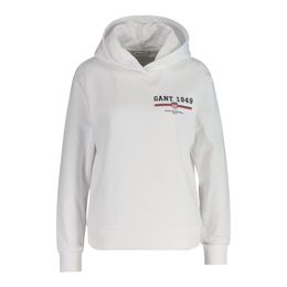 Gant Damen Hoodie "REG GRAPHIC HOODIE", wei&szlig;, Gr. M, Sweatware, Obermaterial: 80% Baumwolle, 20% Polyester, Sweatshirts, gerippte Abschl&uuml;sse, Kapuze