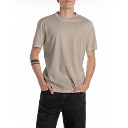 Replay Herren T-Shirt "mit Logostickerei auf der Brust", weiß, Gr. XL, unifarben, Jersey, Obermaterial: 100% Baumwolle, Shirts