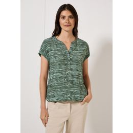 Shirtbluse Cecil, Damen, Gr. L (42), grün (schwarz balmy khaki), Stoff, 100% Viskose, bedruckt, normal normal, Rundhals, Bündchen, Blusen, aus softer Viskose