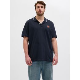 Jack & Jones PlusSize Herren Poloshirt "JJHUDSON POLO SS PLS", blau, Gr. 5XL, JACK & JONES PLUSSIZE, unifarben mit Farbeinsatz, Jersey, Obermaterial: 100% Baumwolle, Shirts