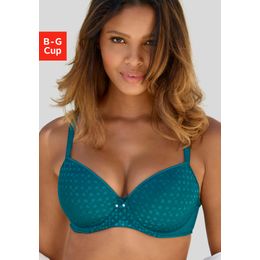Lascana Damen Schalen-BH, Gr. 95, gr&uuml;n, Spitze, Obermaterial: 86% Polyamid, 14% Elasthan, BHs, mit Spitze &uuml;ber nahtlosen Cups, auf Formb&uuml;gel, Dessous
