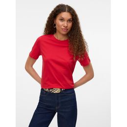 V&eacute;ro Moda VERO MODA Damen Kurzarmshirt "VMPAULINA SS T-SHIRT GA JRS NOOS", rot, Gr. XS, unifarben, Jersey, Obermaterial: 100% Baumwolle, Shirts