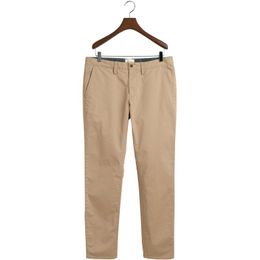 Gant Herren Chinohose "SLIM TWILL CHINOS", grün, Gr. 32, unifarben, Twill, Obermaterial: 98% Baumwolle, 2% Elasthan, Hosen, mit gefütterten