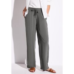 Stoffhose Street One, Damen, Gr. 34, Länge 30, grau (overcast grau), Stoff, 100% Viskose, unifarben, loose fit normal, Hosen, Elastikbund mit Tunnelzug
