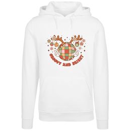 F4NT4STIC Damen Kapuzenpullover "Groovy And Bright Christmas Disco Deer", wei&szlig;, Gr. XXL, Obermaterial: 65% Baumwolle, 35% Polyester, Pullover,