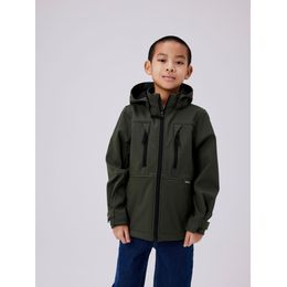 name it Jungen Outdoorjacke "NKNALFA08 SOFTSHELL JACKET SPORT FO NOOS", gr&uuml;n, Gr. 140, unifarben, Softshell, Obermaterial: 94% Polyester, 6%