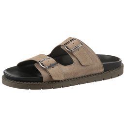 VERBENAS Damen Pantolette "Capri Serraje", Gr. 44, gr&uuml;n, Leder, Schuhe, Sommerschuh, Schlappen, Hausschuh, Urlaubschuh aus feinem Leder