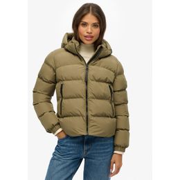 Superdry Damen Steppjacke "HOODED SPORTS PUFFER JACKET", grün, Gr. M, unifarben, Steppware, Obermaterial: 100% Polyester, Jacken