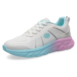 Damen Sneaker, Dockers by Gerli, Gr. 36, wei&szlig;, Textil, Schuhe, Trainingsschuh, Schn&uuml;rschuhe mit bunter Pastell-Sohle