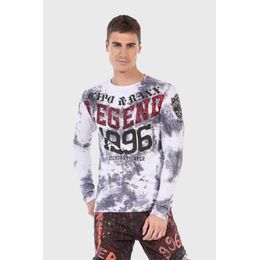 Cipo & Baxx CIPO & BAXX Herren T-Shirt "Sweatshirts", weiß, Gr. M, bedruckt, 95% Baumwolle;5% Elasthan, Shirts, mit Print und sportlichem Look