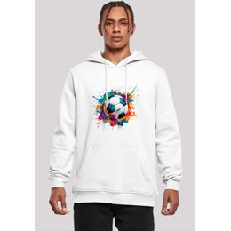 F4NT4STIC Herren Kapuzenpullover "Bunte Fu&szlig;ball Grafik", wei&szlig;, Gr. M, Obermaterial: 65% Baumwolle, 35% Polyester, Pullover, Premium Qualit&auml;t