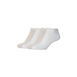 Camano Damen Sneakersocken "Sneakersocken 4er Pack", Gr. 35, weiß, 60% Viskose, 20% Polyamid, 18% metallisierte Fasern, 2% Elasthan, uni, Socken