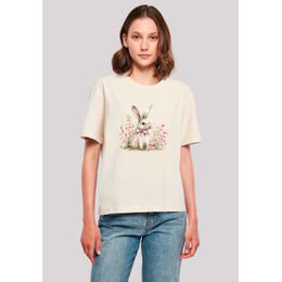 F4NT4STIC Damen T-Shirt "Niedlicher Osterhase mit Blumen", weiß, Gr. XS, Obermaterial: 100% Baumwolle, Shirts, Premium Qualität