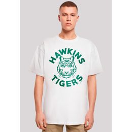 F4NT4STIC Damen T-Shirt "Stranger Things Hawkins Tigers", wei&szlig;, Gr. XS, Obermaterial: 100% Baumwolle, Shirts, Premium Qualit&auml;t