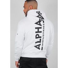 Herren Kapuzensweatshirt "BACK PRINT HOODY", weiß, Gr. L, Alpha Industries, bedruckt, angeraute Sweatware, Obermaterial: 80% Baumwolle, 20%