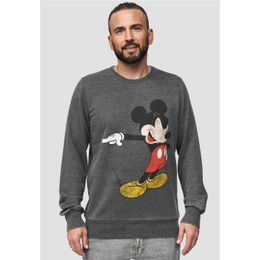Recovered Herren Sweatshirt "Disney Pointing Mickey", grau, Gr. S, bedruckt, 100% Baumwolle, Sweatshirts, im zeitlosen Design