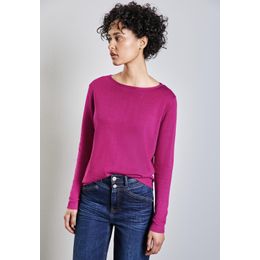Street One Damen Strickpullover, pink, Gr. 46, unifarben, Stoff, 60% Viskose, 40% Baumwolle, Pullover, mit U-Boot-Ausschnitt