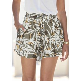 Vivance Damen Shorts, grün, Gr. 38, bedruckt, Jersey, Obermaterial: 100% Viskose, Hosen, mit Alloverdruck aus Viskosejersey, kurze Hose mit Taschen