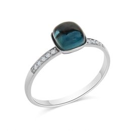 Damen Fingerring "585 Gold Blautopas Diamant 0,054ct.", 050 (15,9), 0,05 P2 = erkennbare Einschlüsse, Gold, weiß, Diamonds by Ellen K., Gold,