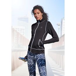 active by Lascana LASCANA ACTIVE Damen Trainingsjacke "Black Marble", schwarz-wei&szlig;, Gr. 36, kontrastfarbene Details, unifarben mit Farbeinsatz, Obermaterial: 85%