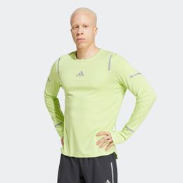 Herren Laufshirt "ULT HI VIS LS M", grün, Gr. L, adidas Performance, Obermaterial: 100% Polyester, Shirts