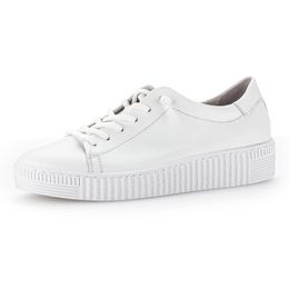 Gabor Damen Slip-On Sneaker, Gr. 44, wei&szlig;, Leder, Schuhe, Freizeitschuh, Halbschuh, Schn&uuml;rschuh, elastische Schn&uuml;rsenkel