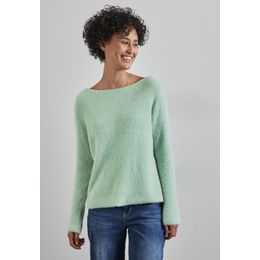Street One Damen Strickpullover, grün, Gr. 42, unifarben, Stoff, 55% Polyester, 45% Baumwolle, Pullover, mit U-Boot-Ausschnitt