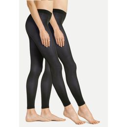 s.Oliver Damen Strumpfhose "Leggings 2er Pack", Gr. 40, schwarz, 85% Polyamid, 15% Elasthan, Strumpfhosen