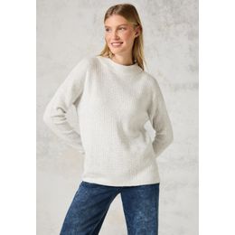 Cecil Damen Strickpullover, wei&szlig;, Gr. XXL, meliert, Web, 37% Baumwolle, 34% Polyacryl, 26% Polyester, 3% Elasthan, Pullover, mit Materialmix
