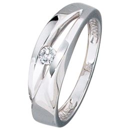 Jobo Damen Goldring, 60, Wei&szlig;gold 375, wei&szlig;, Wei&szlig;gold 375, Fingerringe, 375 Wei&szlig;gold mit Zirkonia